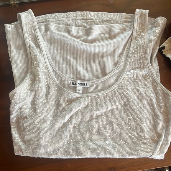 Express | Tops | Silver Sparkly Sequin Tank | Poshmark